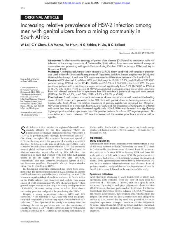 (PDF) Increasing relative prevalence of HSV-2 infection among men with ...