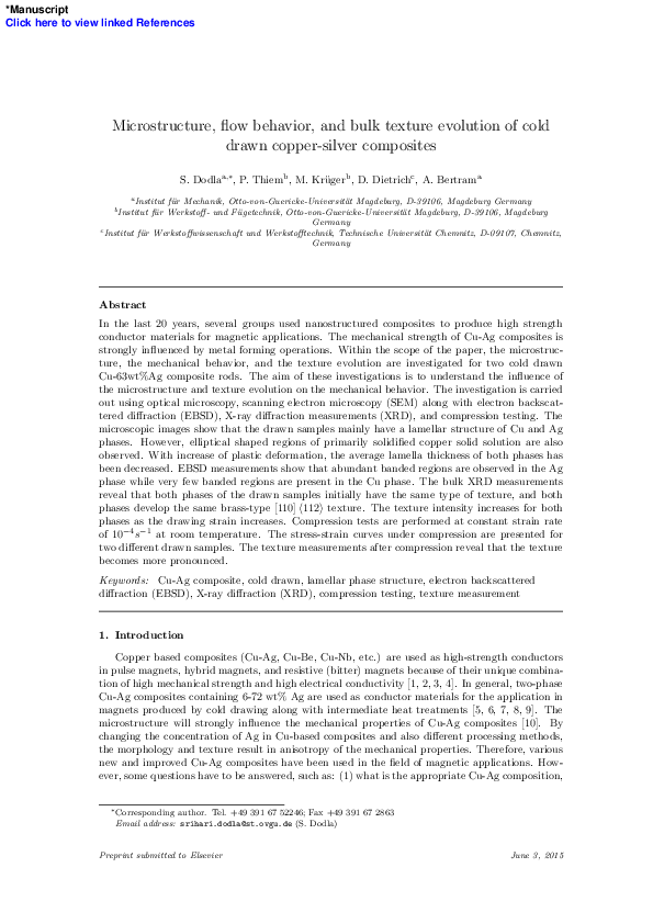 (PDF) Microstructure, flow behavior, and bulk texture evolution of cold ...