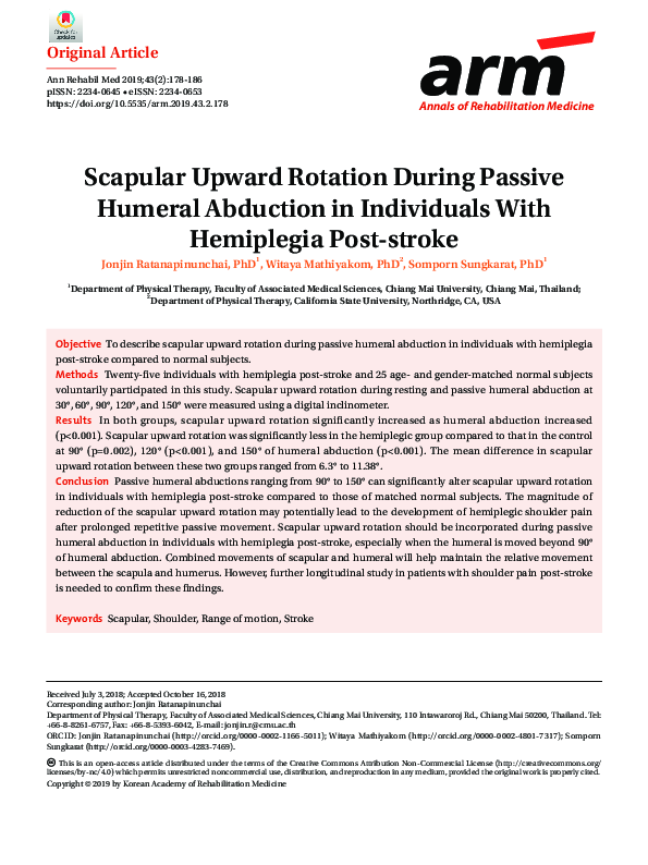 (PDF) Scapular Upward Rotation During Passive Humeral Abduction in ...