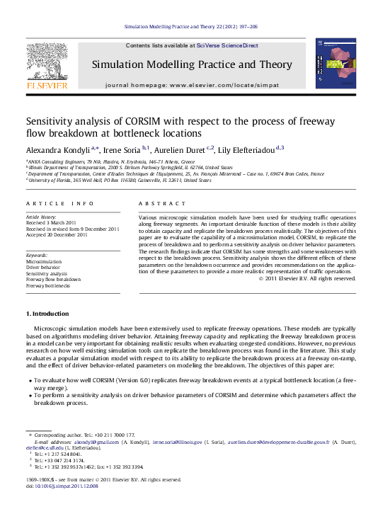 (PDF) Sensitivity analysis of CORSIM with respect to the process of ...