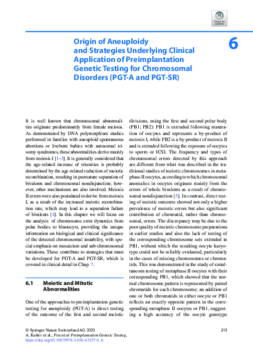 Pdf Origin Of Aneuploidy And Strategies Underlying Clinical