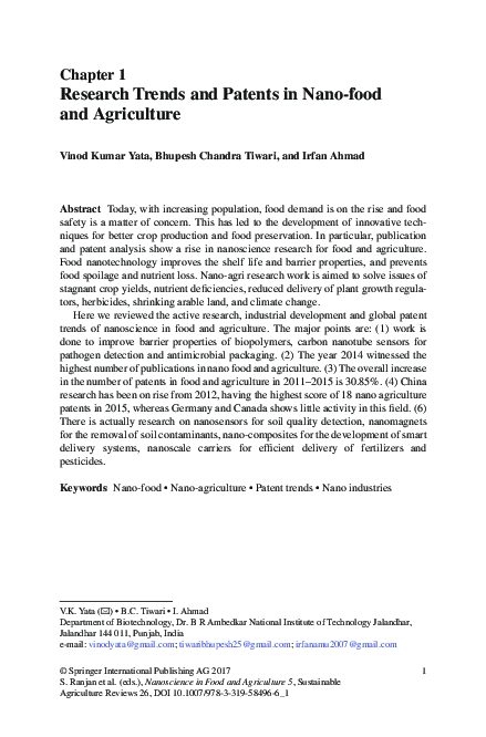 (PDF) Research Trends and Patents in Nano-food and Agriculture