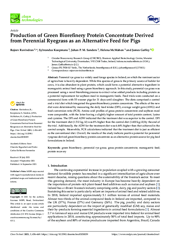 (PDF) Production of Green Biorefinery Protein Concentrate Derived from ...