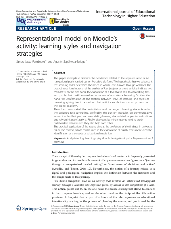 (PDF) Representational model on Moodle’s activity: learning styles and navigation strategies ...