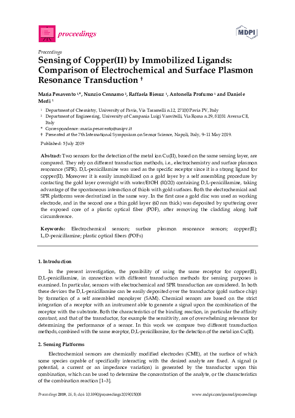 (PDF) Sensing of Copper(II) by Immobilized Ligands: Comparison of ...