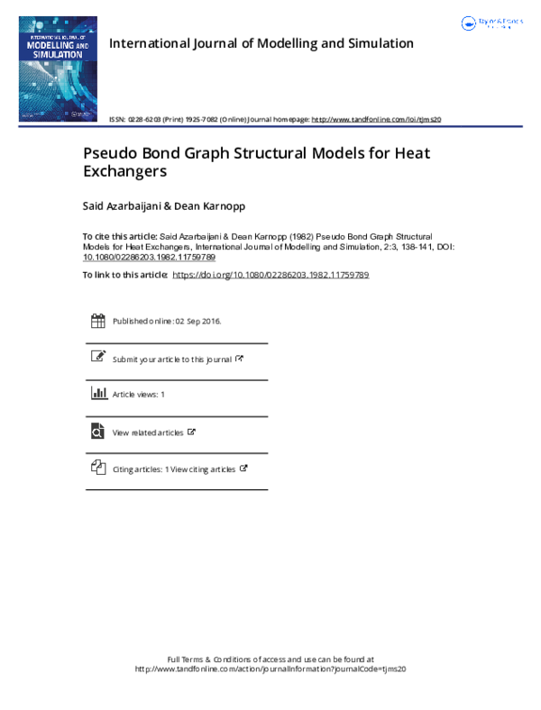 (PDF) Pseudo Bond Graph Structural Models for Heat Exchangers