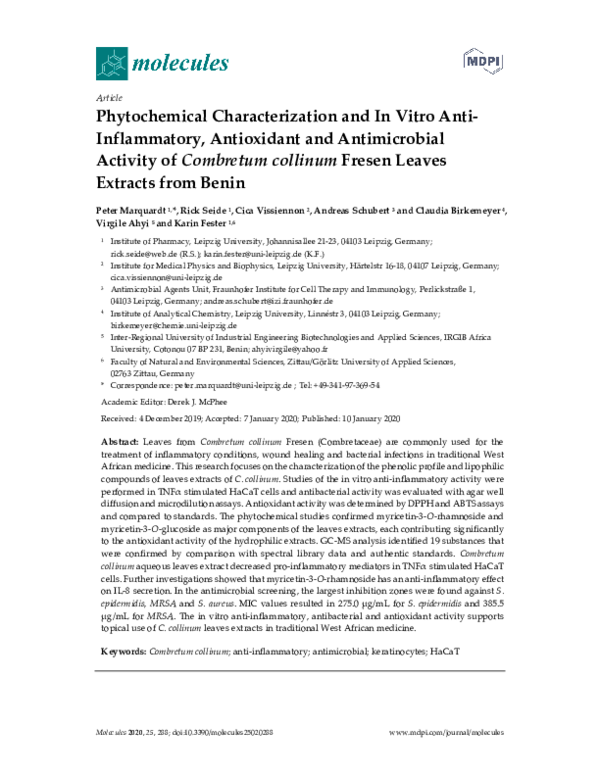 (PDF) Phytochemical characterization and in vitro antioxidant properties of Lantana camara L ...