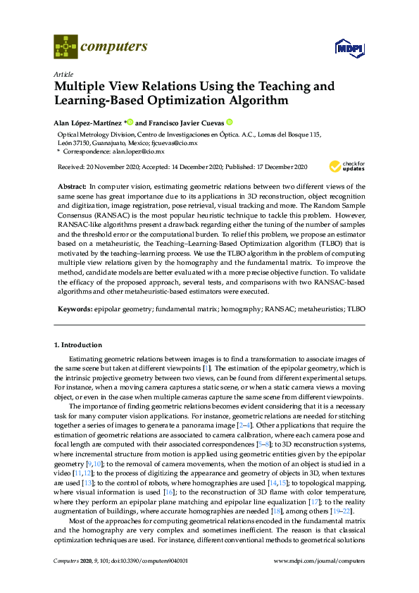 (PDF) Multiple View Relations Using the Teaching and Learning-Based ...