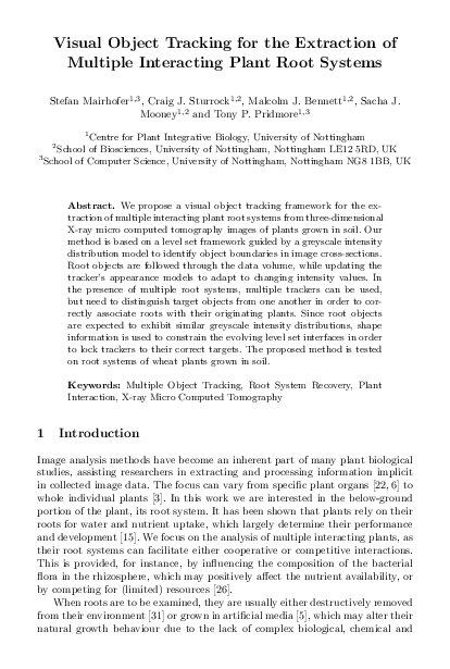 (PDF) Visual Object Tracking for the Extraction of Multiple Interacting Plant Root Systems