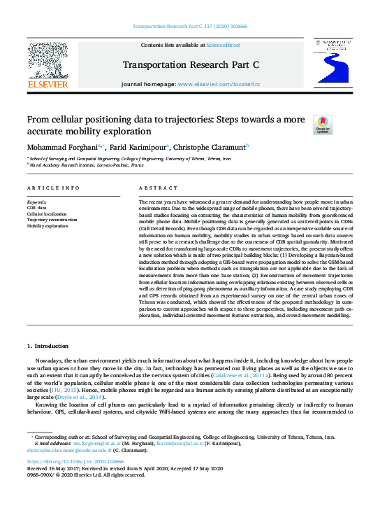 (PDF) From cellular positioning data to trajectories: Steps towards a more accurate mobility ...