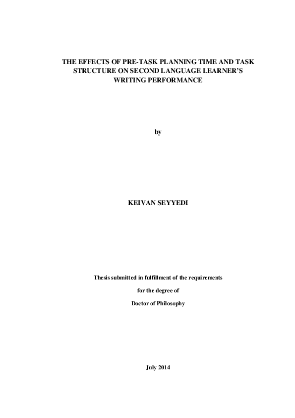 (PDF) The Effects Of Pre-Task Planning Time And Task Structure On Second Language Learner’s ...