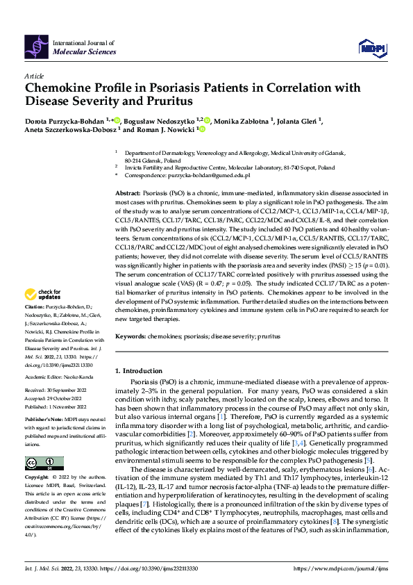 (PDF) Chemokine Profile in Psoriasis Patients in Correlation with ...