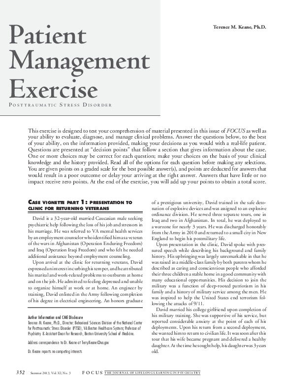 (PDF) Managing PTSD: A Patient Case Exercise