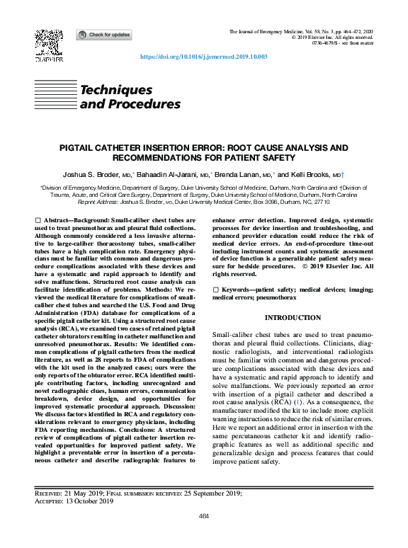 (PDF) Pigtail Catheter Insertion Error: Root Cause Analysis and ...