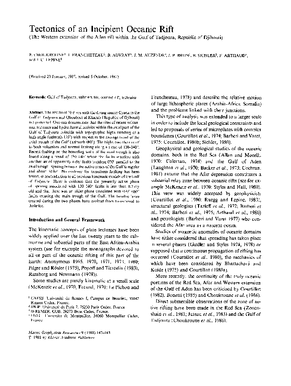 (PDF) Tectonics of an incipient oceanic rift