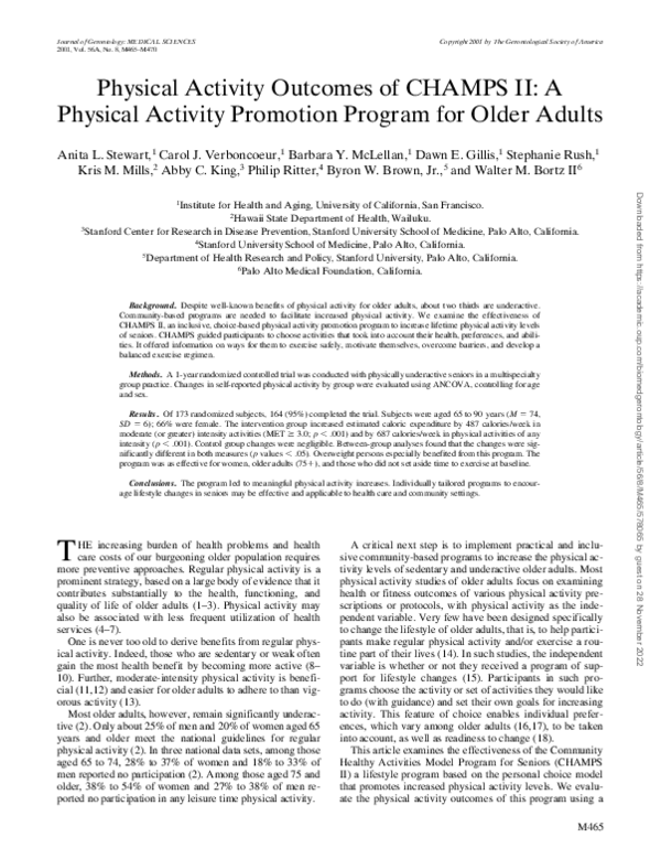 (PDF) Physical Activity Outcomes of CHAMPS II: A Physical Activity ...