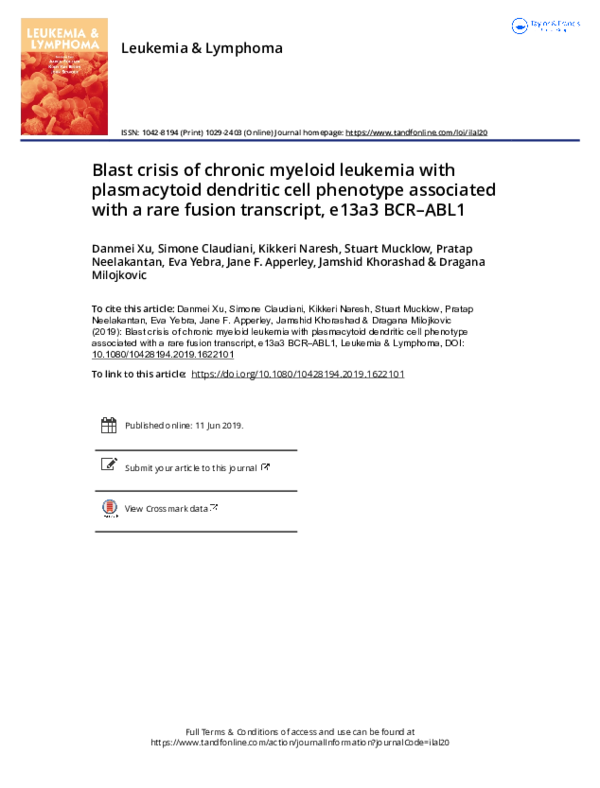 (PDF) [Blast crisis of chronic myeloid leukemia with positive ...