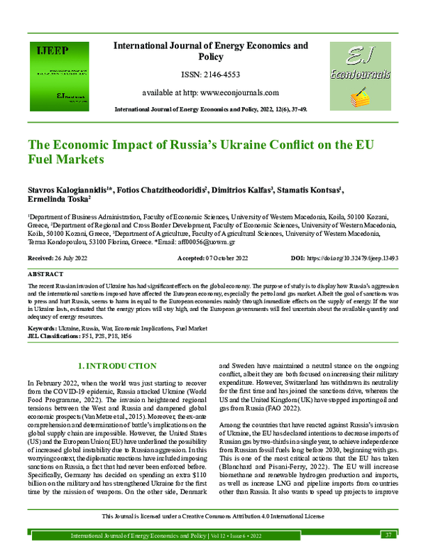 (PDF) The Economic Impact of Russia’s Ukraine Conflict on the EU Fuel ...