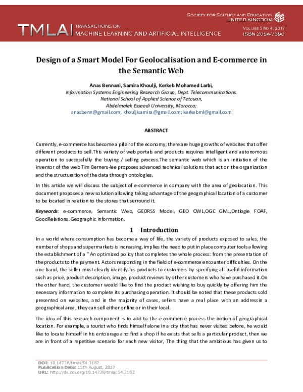 (PDF) Design of a Smart Model For Geolocation and E-commerce in the ...