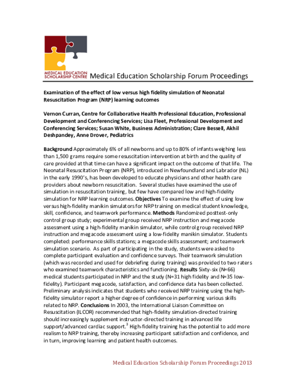 (PDF) Medical Education Scholarship Forum Proceedings Examination of ...