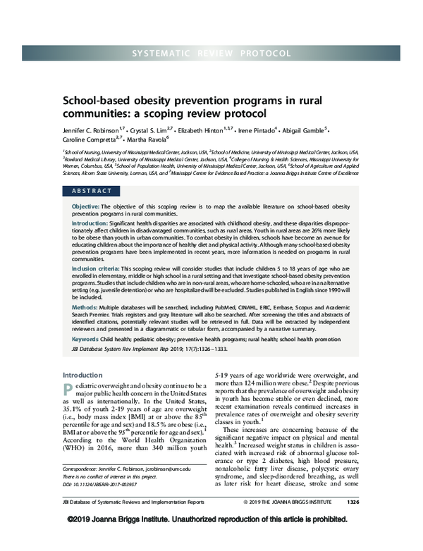 (PDF) School-based obesity prevention programs in rural communities