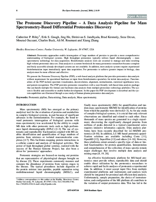 (PDF) The Proteome Discovery Pipeline A Data Analysis Pipeline for Mass Spectrometry-Based ...