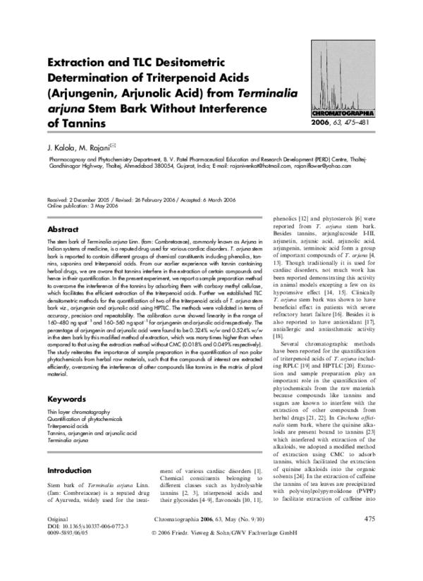 (PDF) Extraction and TLC Desitometric Determination of Triterpenoid ...