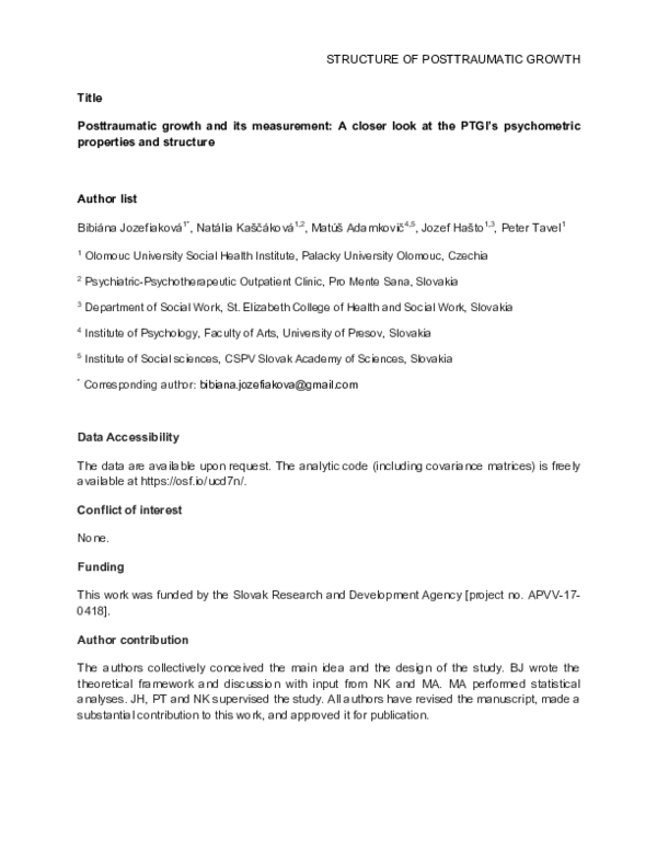 (PDF) Posttraumatic growth and its measurement: A closer look at the ...