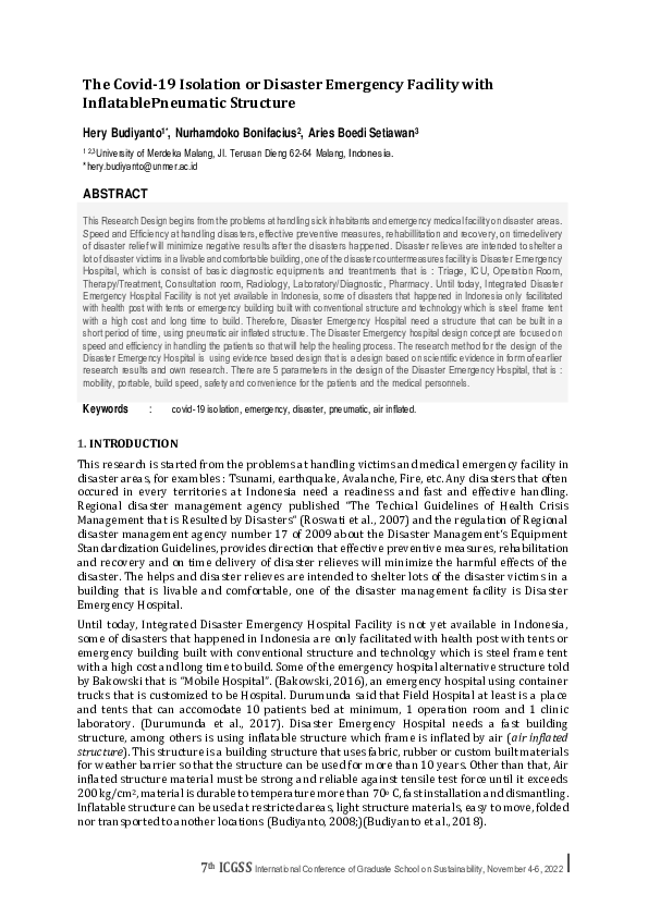 (PDF) The Covid-19 Isolation or Disaster Emergency Facility with ...