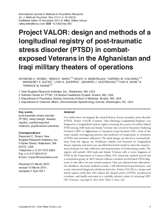 (PDF) Project VALOR: design and methods of a longitudinal registry of ...