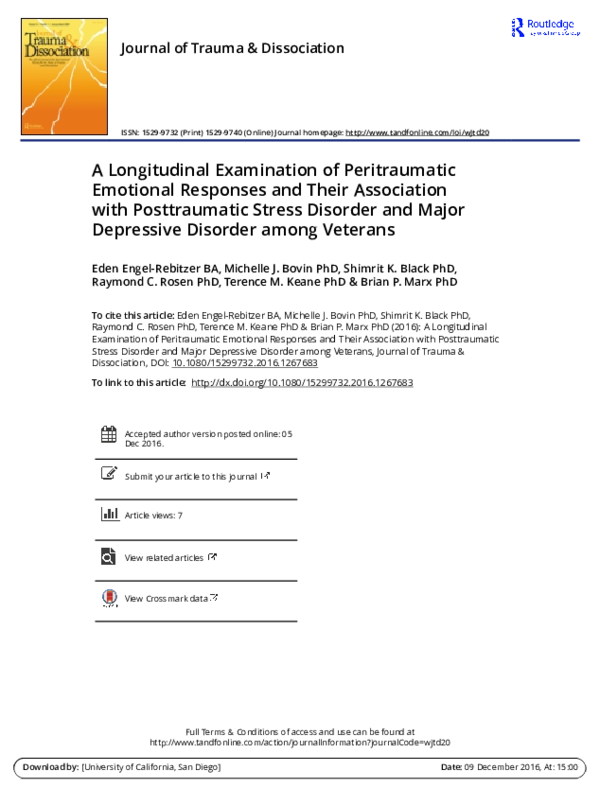 (PDF) A longitudinal examination of peritraumatic emotional responses ...