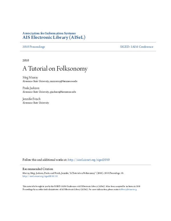 (PDF) A Tutorial on Folksonomy