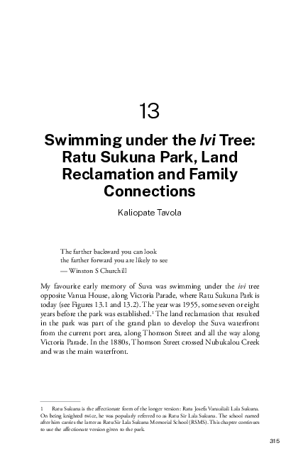Swimming under the Ivi Tree: Ratu Sukuna Park, Land Reclamation and ...
