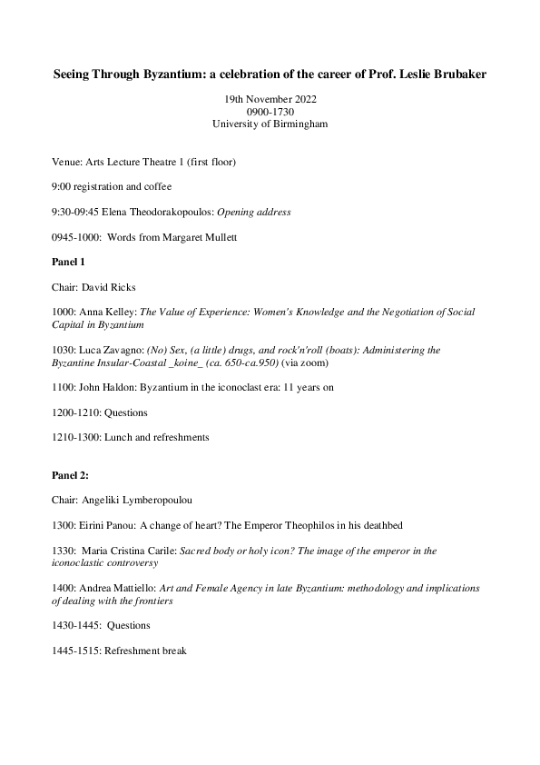 (PDF) Seeing Through Byzantium: a celebration of the career of Prof ...
