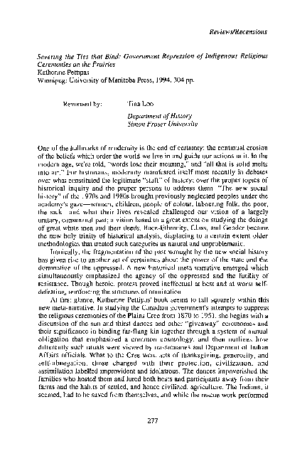 (PDF) Severing the Ties That Bind: Government Repression of Indigenous ...