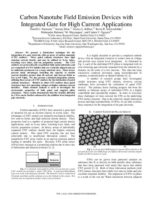 (PDF) Carbon Nanotube Field Emission Devices with Integrated Gate for ...