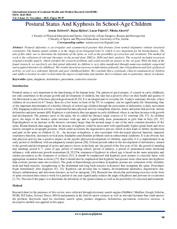 (PDF) Postural Status And Kyphosis In School-Age Children