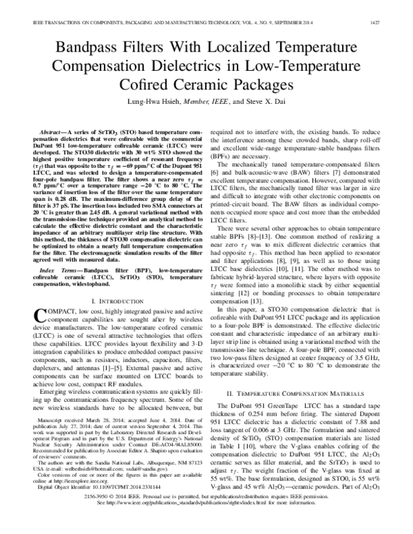 (PDF) Bandpass Filters With Localized Temperature Compensation ...