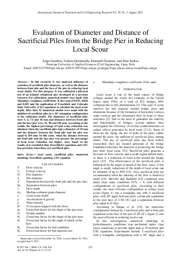 (PDF) Evaluation of Diameter and Distance of Sacrificial Piles from the ...