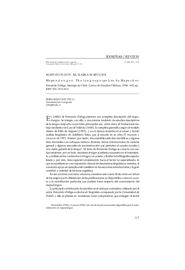 (PDF) Mapudungun. El Habla Mapuche