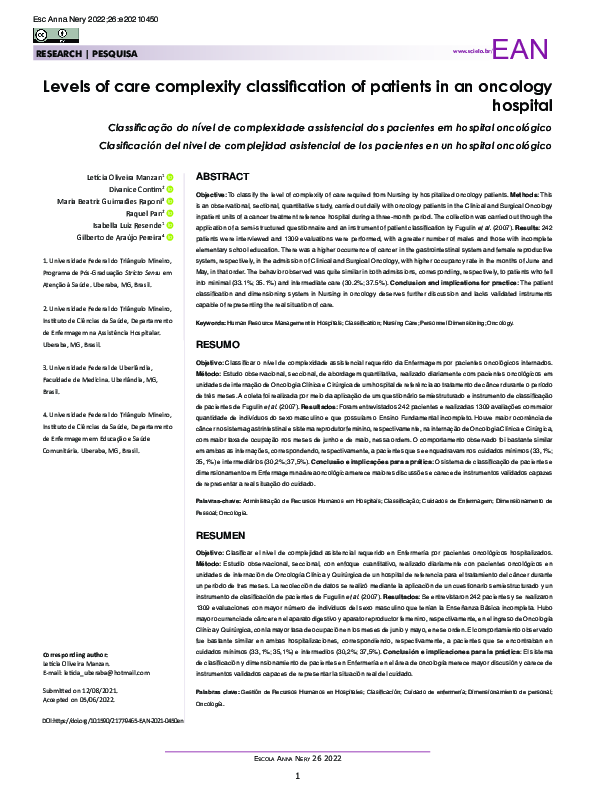 (PDF) Levels of care complexity classification of patients in an ...
