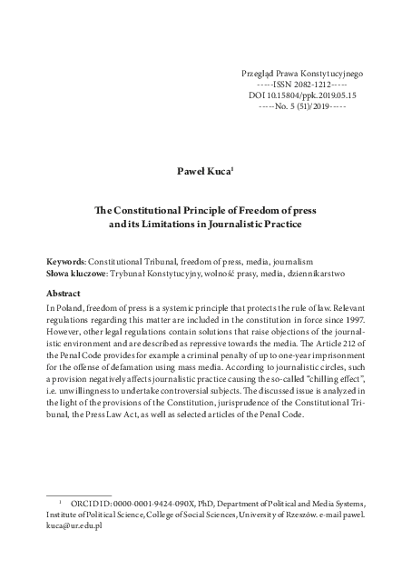 (PDF) The Constitutional Principle of Freedom of press and its ...