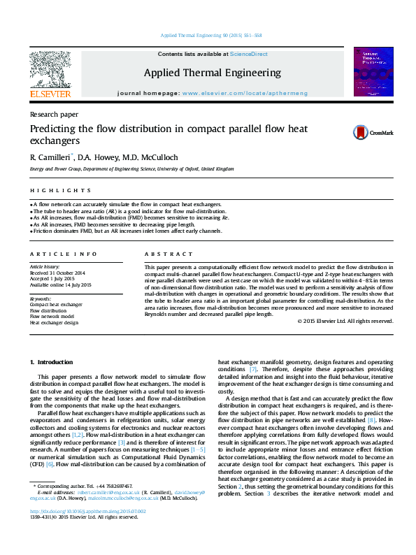 (PDF) Predicting the flow distribution in compact parallel flow heat exchangers