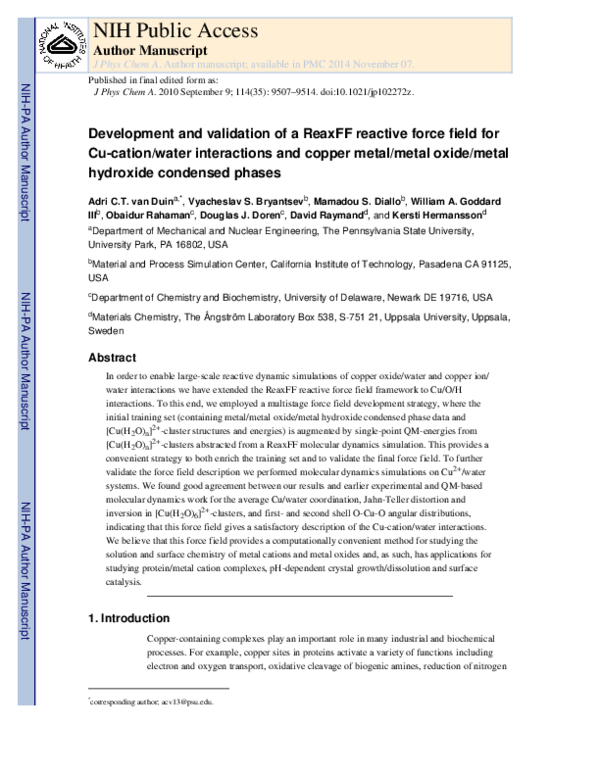 (PDF) Development and Validation of a ReaxFF Reactive Force Field for Fe/Al/Ni Alloys: Molecular ...