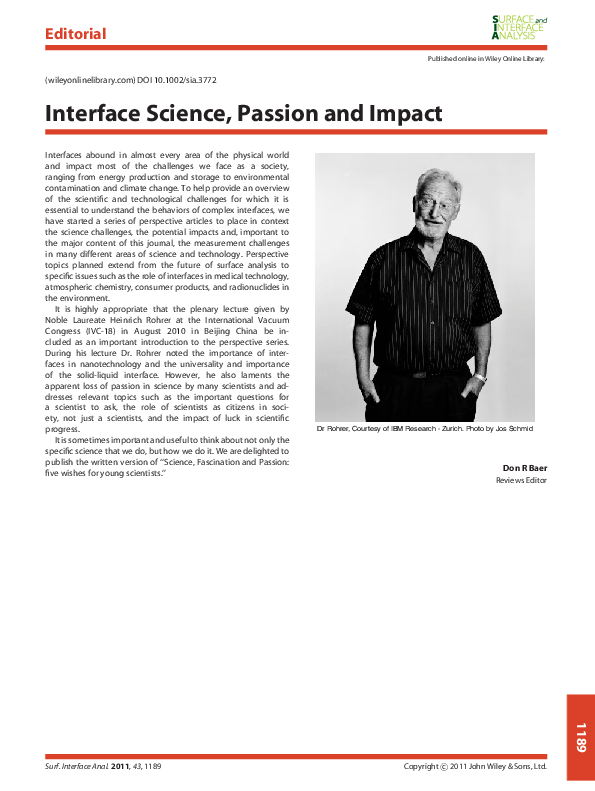 (PDF) Interface Science, Passion and Impact