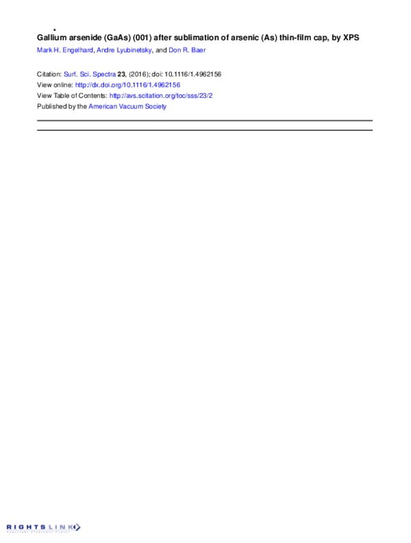 (PDF) Gallium arsenide (GaAs) (001) after sublimation of arsenic (As ...