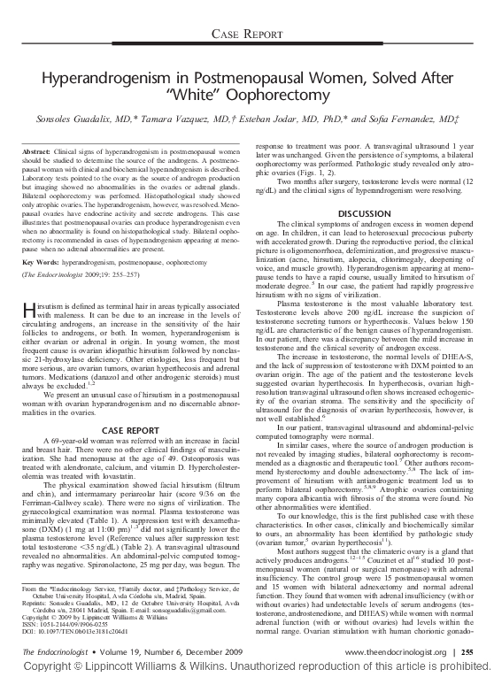 (PDF) Hyperandrogenism in Postmenopausal Women, Solved After “White ...