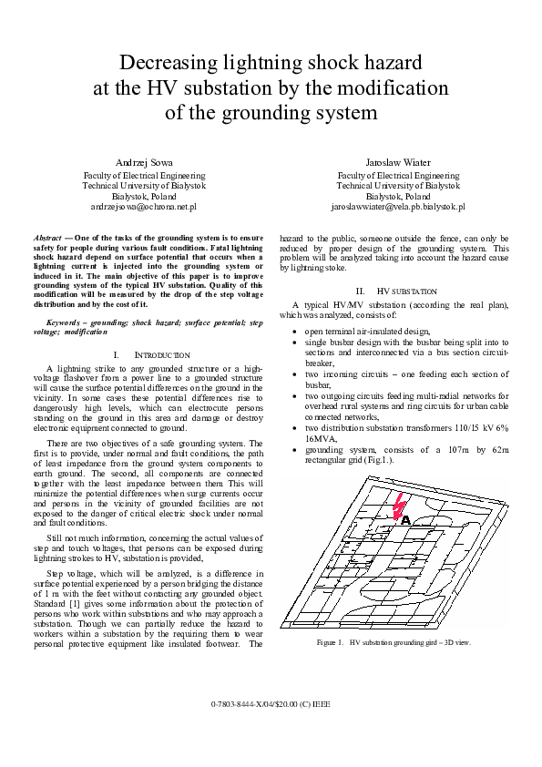 (PDF) Decreasing lightning shock hazard at the HV substation by the ...