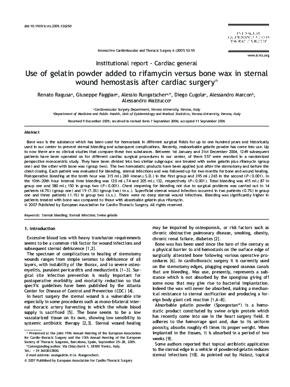 (PDF) Use of gelatin powder added to rifamycin versus bone wax in ...