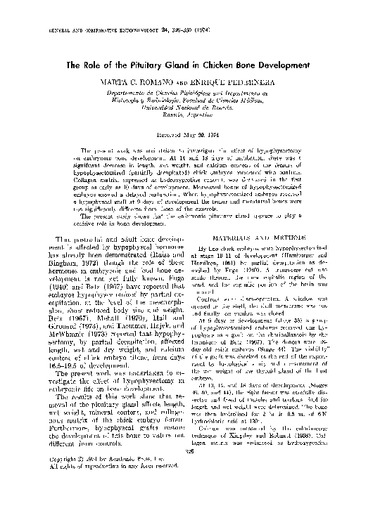 (PDF) The role of the pituitary gland in chicken bone development